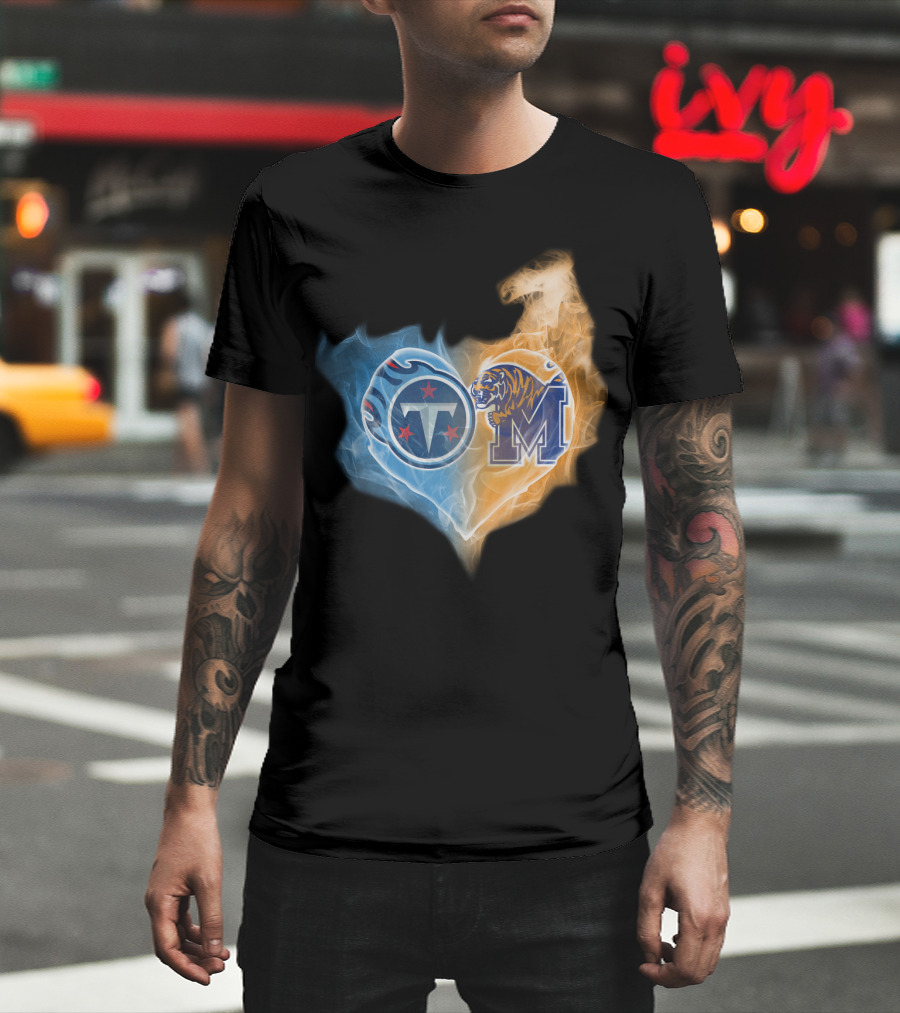 Titans Memphis Tigers Heart T-Shirt