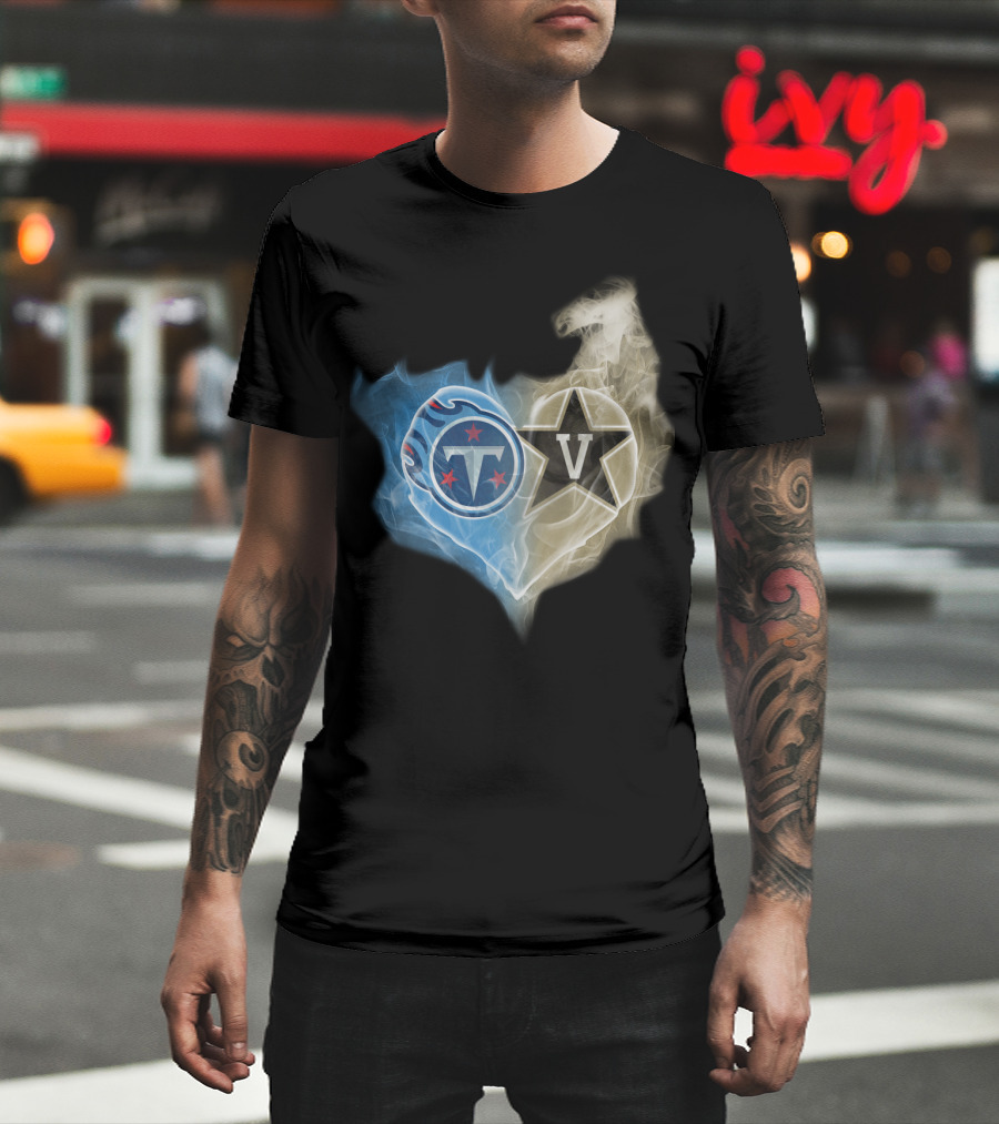 Tennessee Titans Vanderbilt Commodores Smoke Heart Fusion T-Shirt