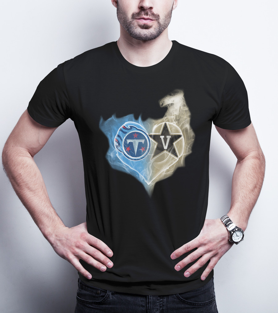 Tennessee Titans Vanderbilt Commodores Smoke Heart Fusion T-Shirt