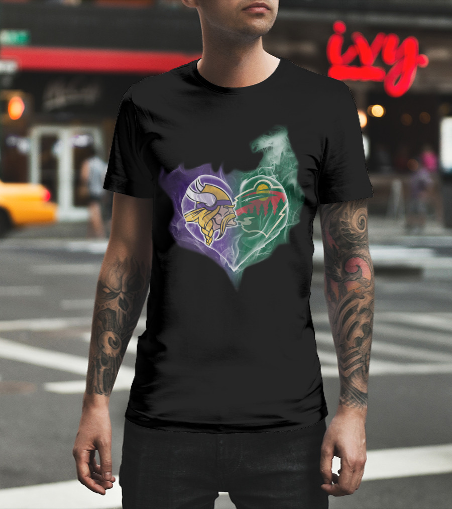 Vikings Minnesota Wild Heart Logo Fusion T-Shirt