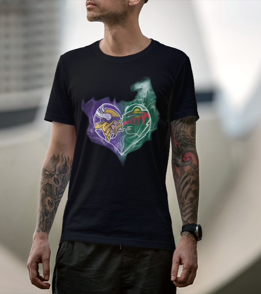 Vikings Minnesota Wild Heart Logo Fusion T-Shirt
