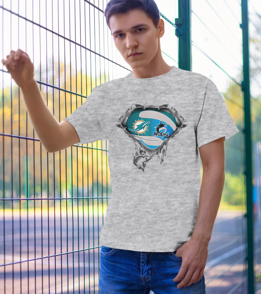 Miami Dolphins Marlins Logos T-Shirt