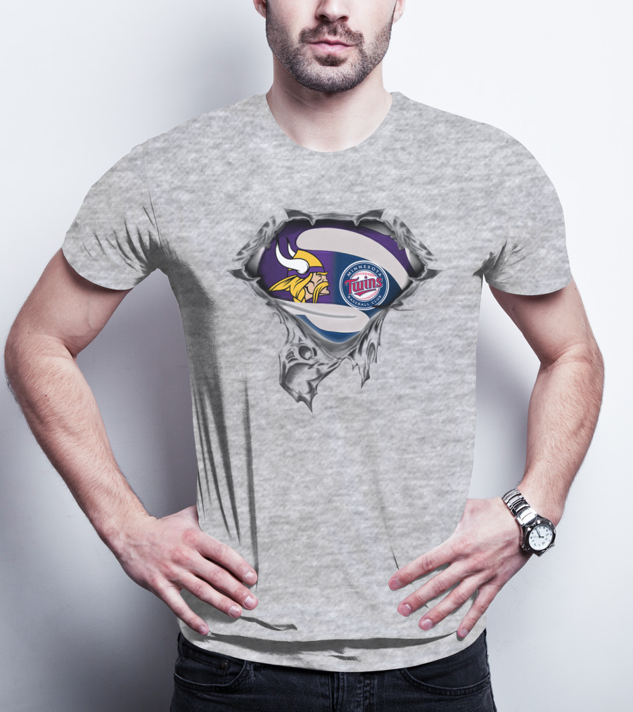 Minnesota Vikings Twins Baseball Crossover Fan T-Shirt