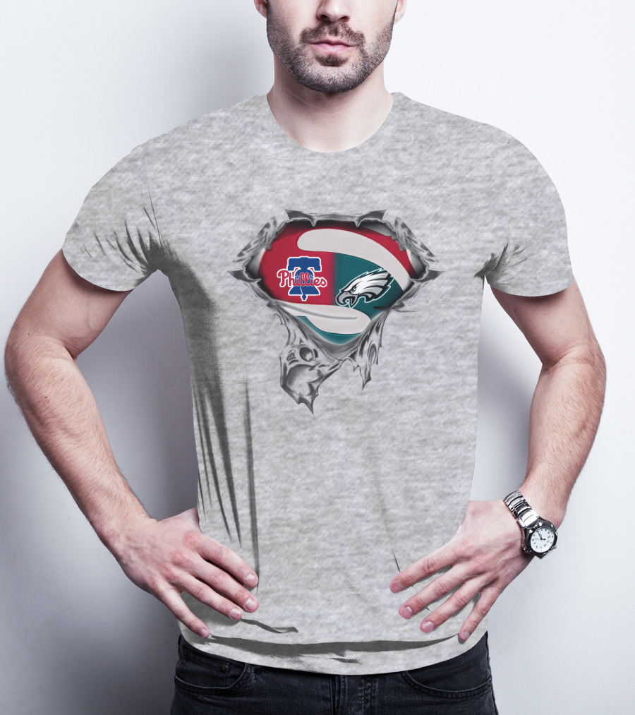 Phillies Eagles Logo Mashup Superhero Style T-Shirt