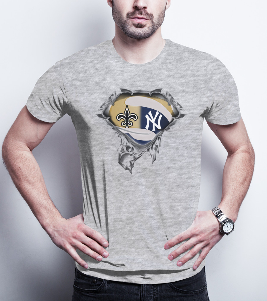 New Orleans Saints And New York Yankees Fusion T-Shirt