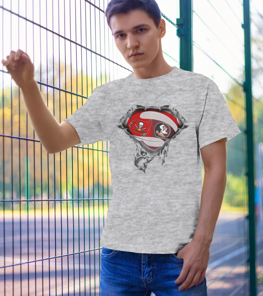 Buccaneers Seminoles Logo Crossover With Pirate And Tribal Warrior T-Shirt