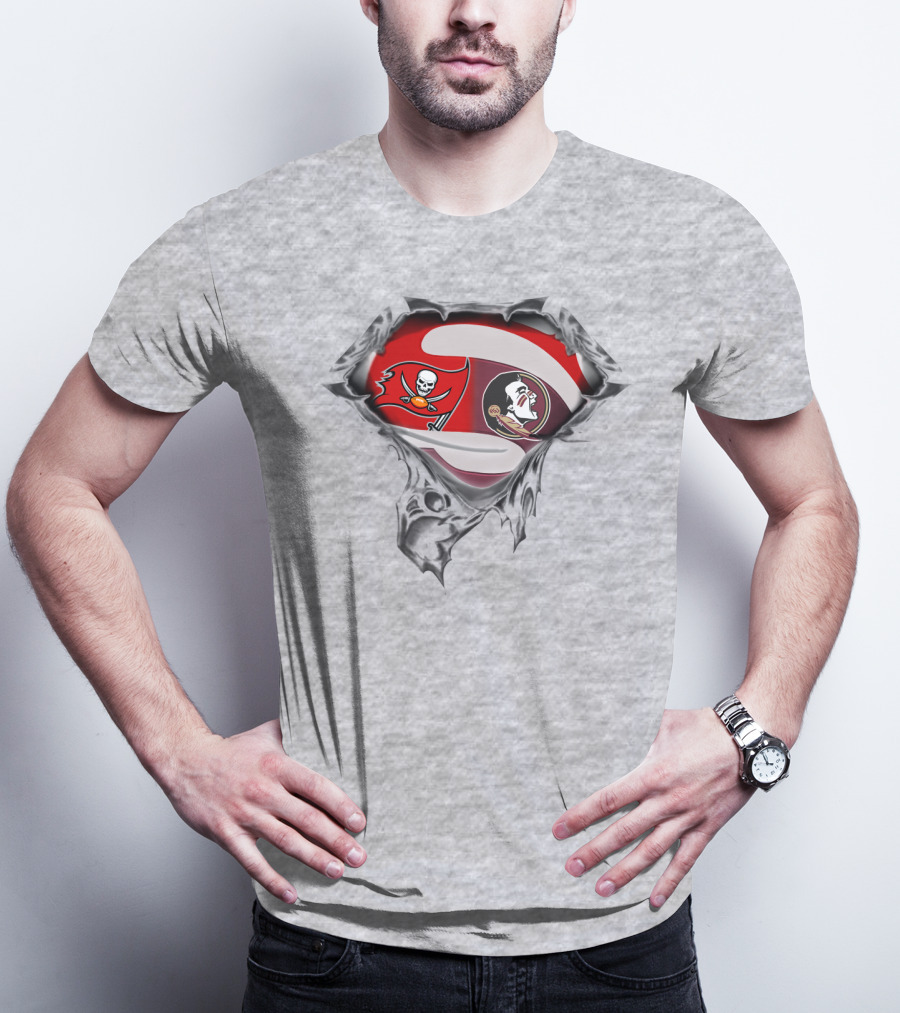 Buccaneers Seminoles Logo Crossover With Pirate And Tribal Warrior T-Shirt