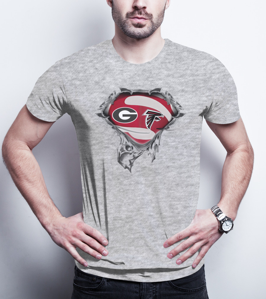 Georgia Bulldogs Atlanta Falcons Logo Mashup T-Shirt