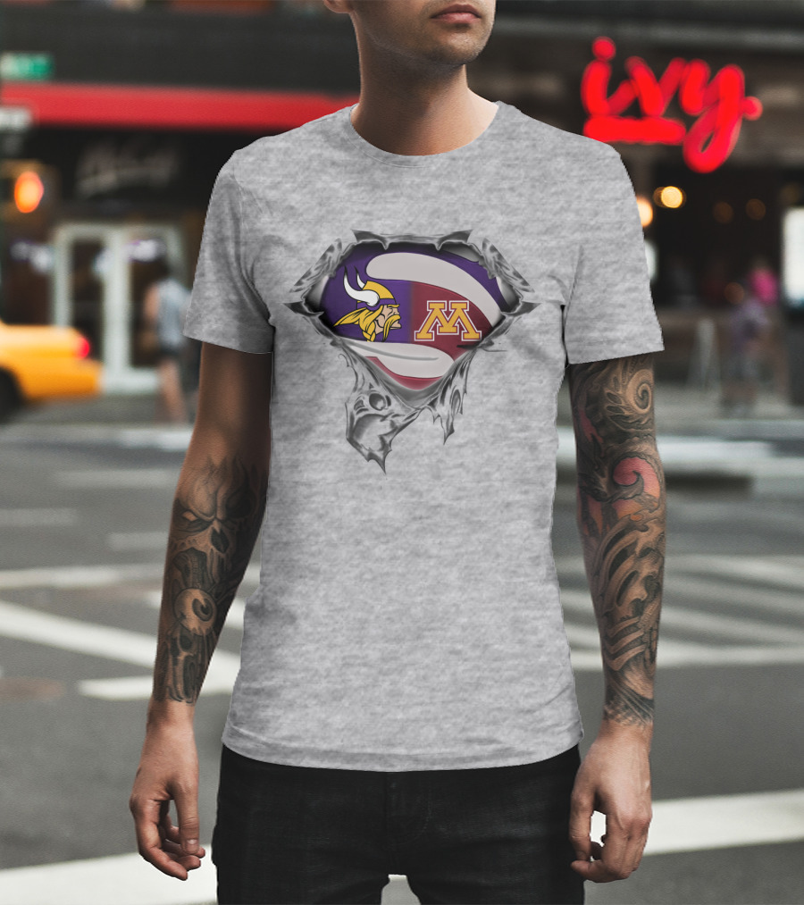 Vikings Minnesota Golden Gophers Logo Superhero Shield T-Shirt