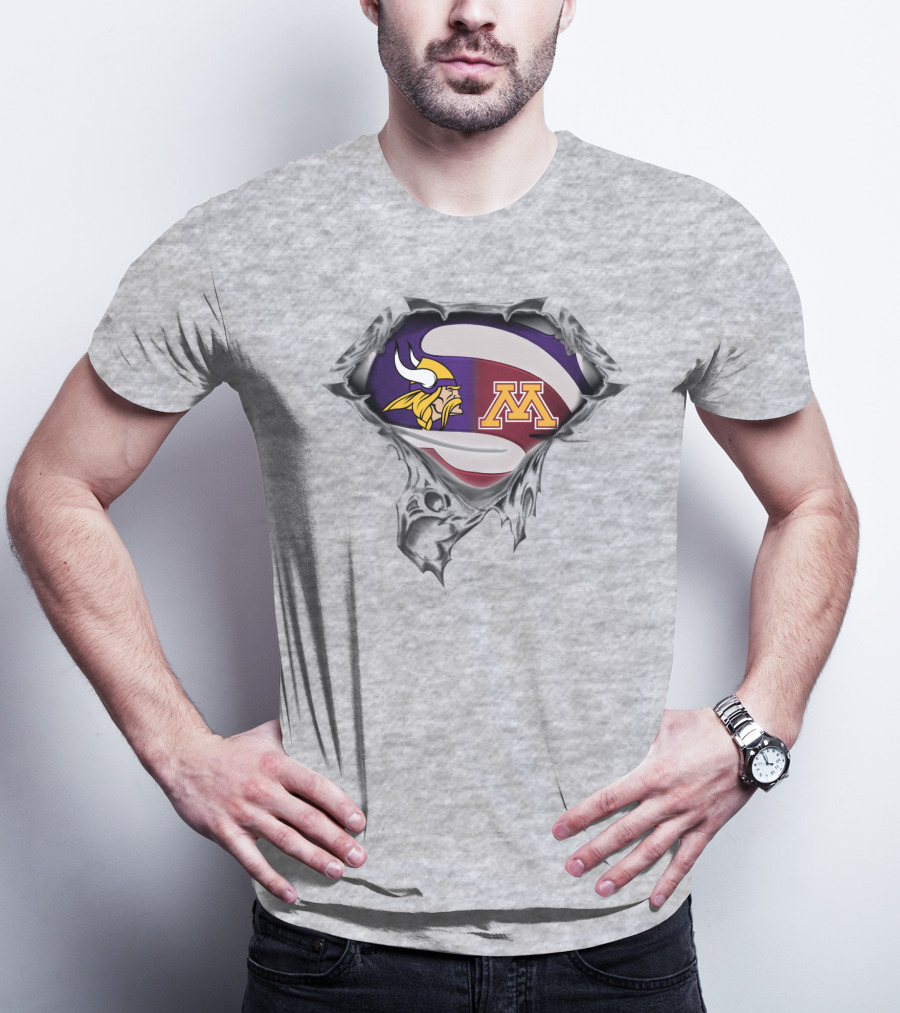 Vikings Minnesota Golden Gophers Logo Superhero Shield T-Shirt