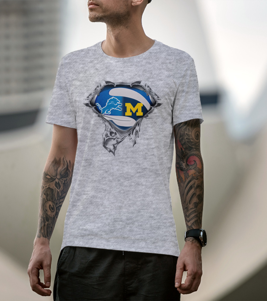 Detroit Lions And Michigan Wolverines Tearing Through T-Shirt
