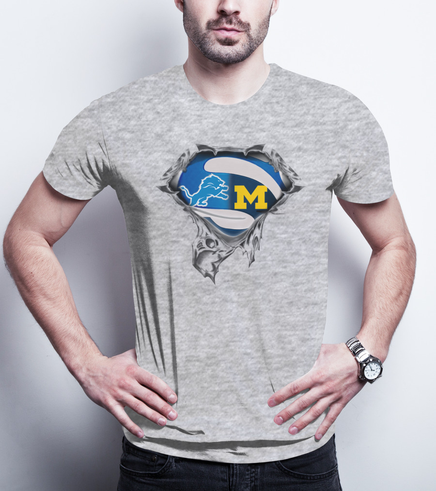Detroit Lions And Michigan Wolverines Tearing Through T-Shirt