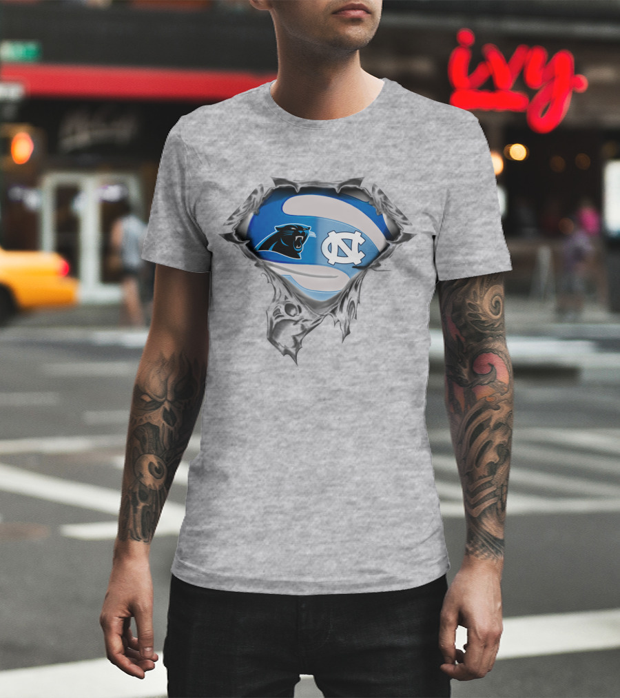 Carolina Panthers Tar Heels Nc Logo Mashup T-Shirt