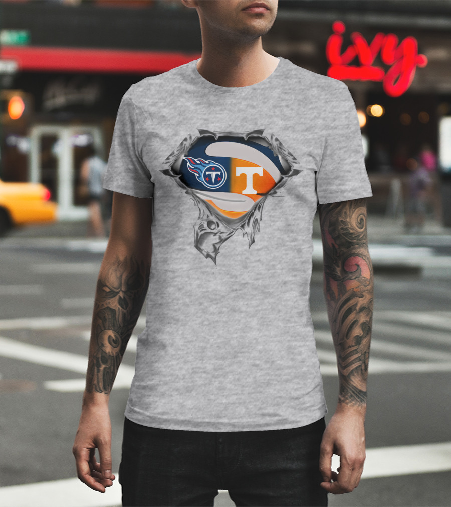 Tennessee Titans Volunteers Crossover Logo Superhero Theme T-Shirt