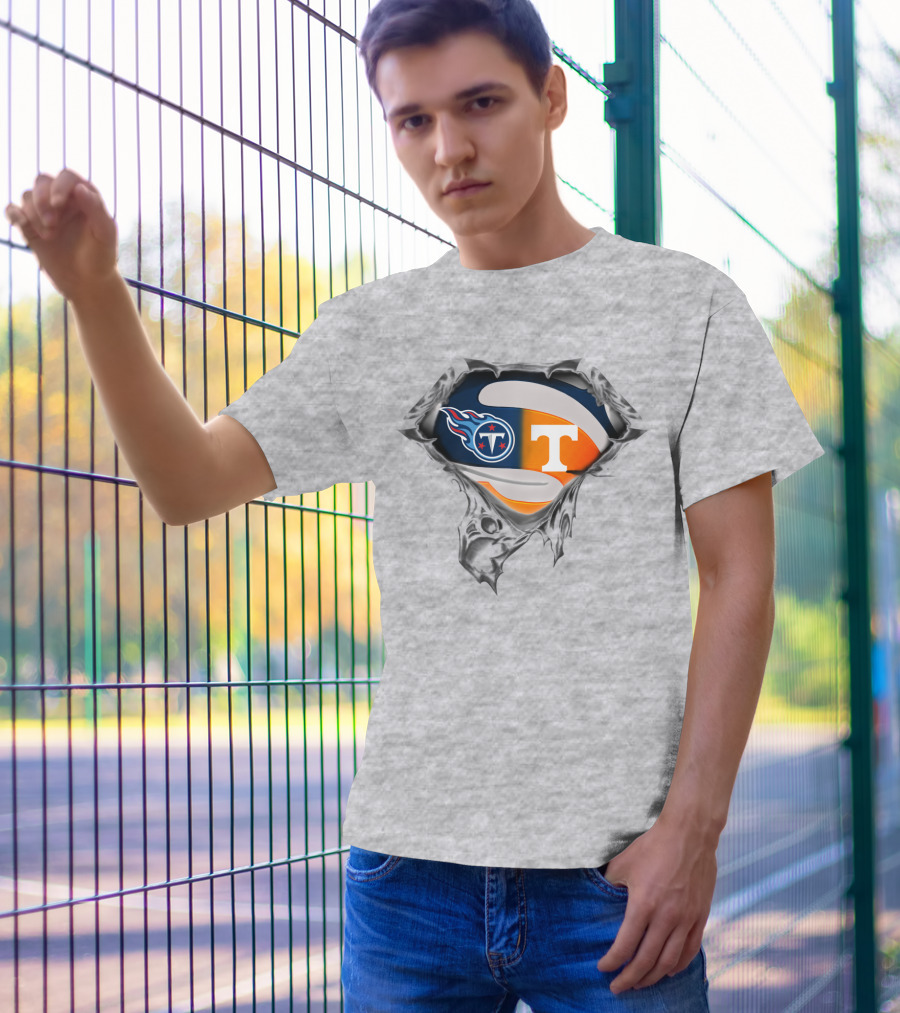 Tennessee Titans Volunteers Crossover Logo Superhero Theme T-Shirt