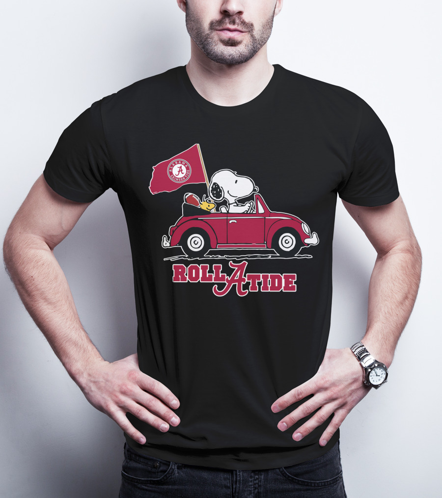 Roll A Tide Alabama Crimson Tide Snoopy Driving T-Shirt