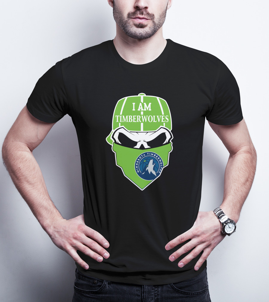 I Am Timberwolves Minnesota Timberwolves Logo Skull T-Shirt