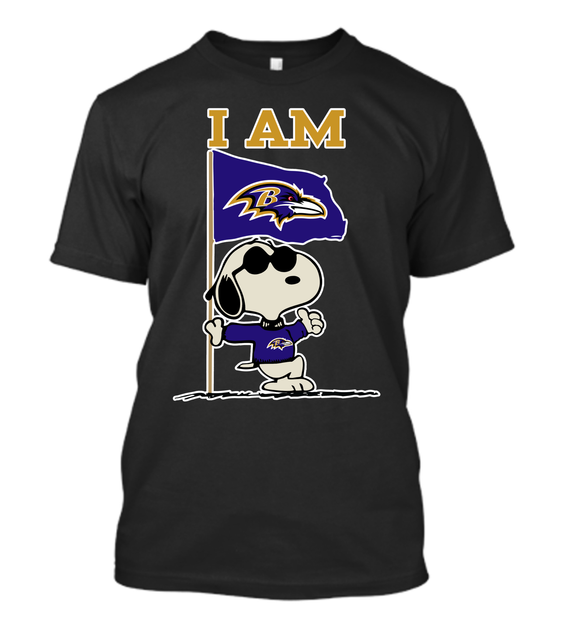 I Am Baltimore Ravens Snoopy Flag Ravens T-Shirt