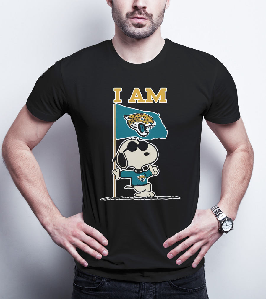 I Am Jacksonville Jaguars Snoopy Flag T-Shirt