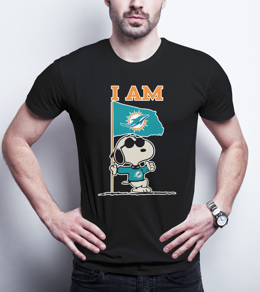 I Am Miami Dolphins Snoopy Flag T-Shirt