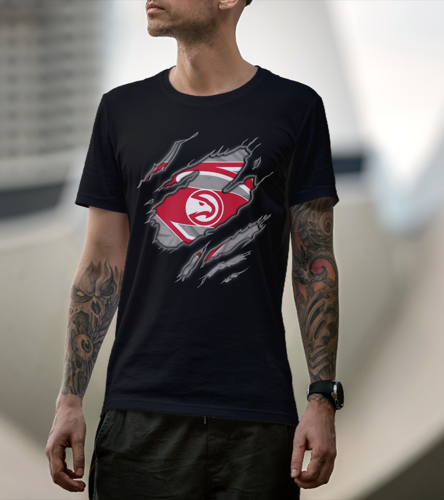 Atlanta Hawks Superman Logo Ripped Reveal T-Shirt
