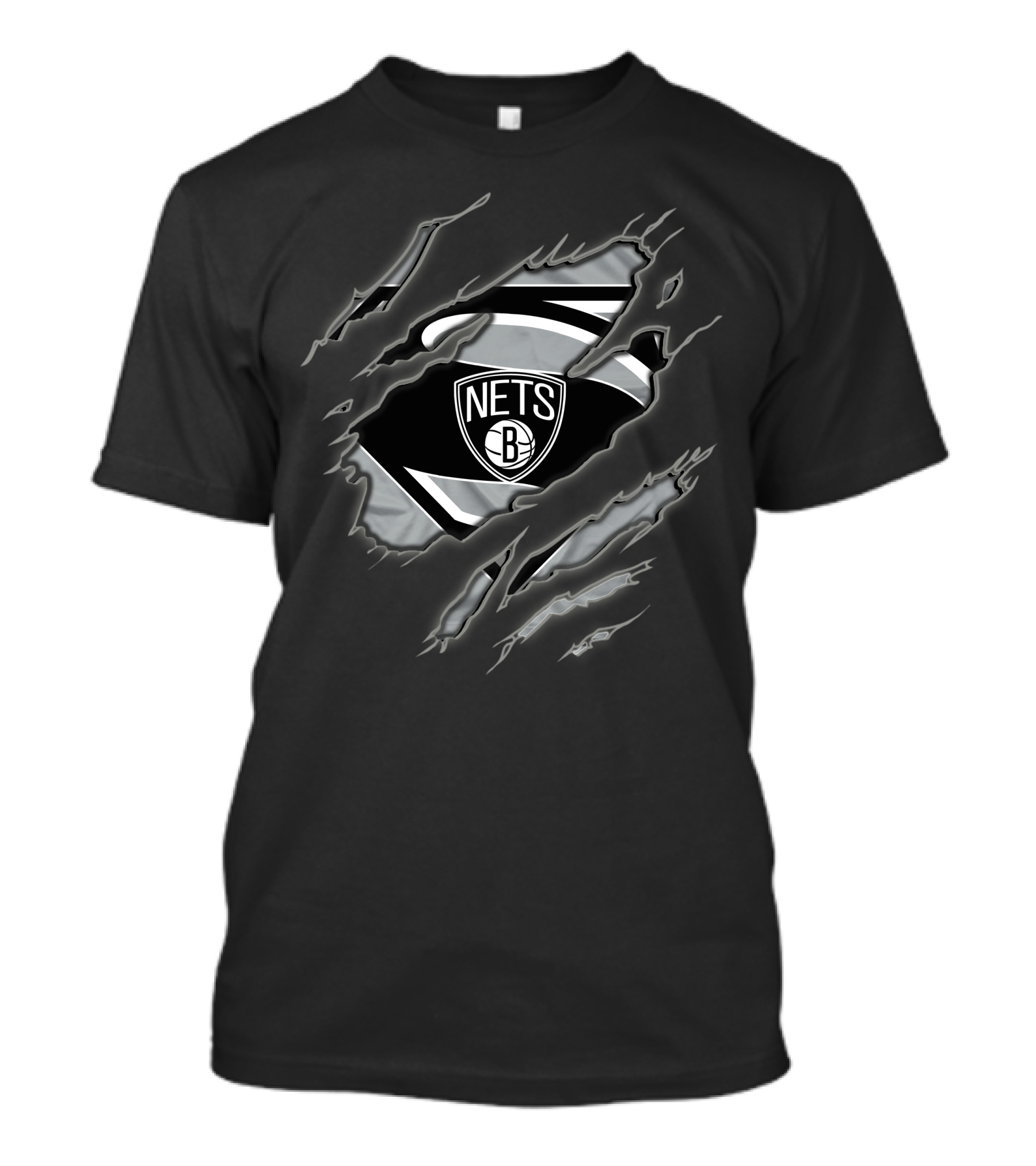 Brooklyn Nets Superman Logo Ripped Effect 1 T-Shirt