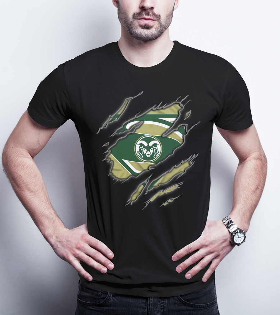 Colorado State Rams Superman Logo Ripped T-Shirt