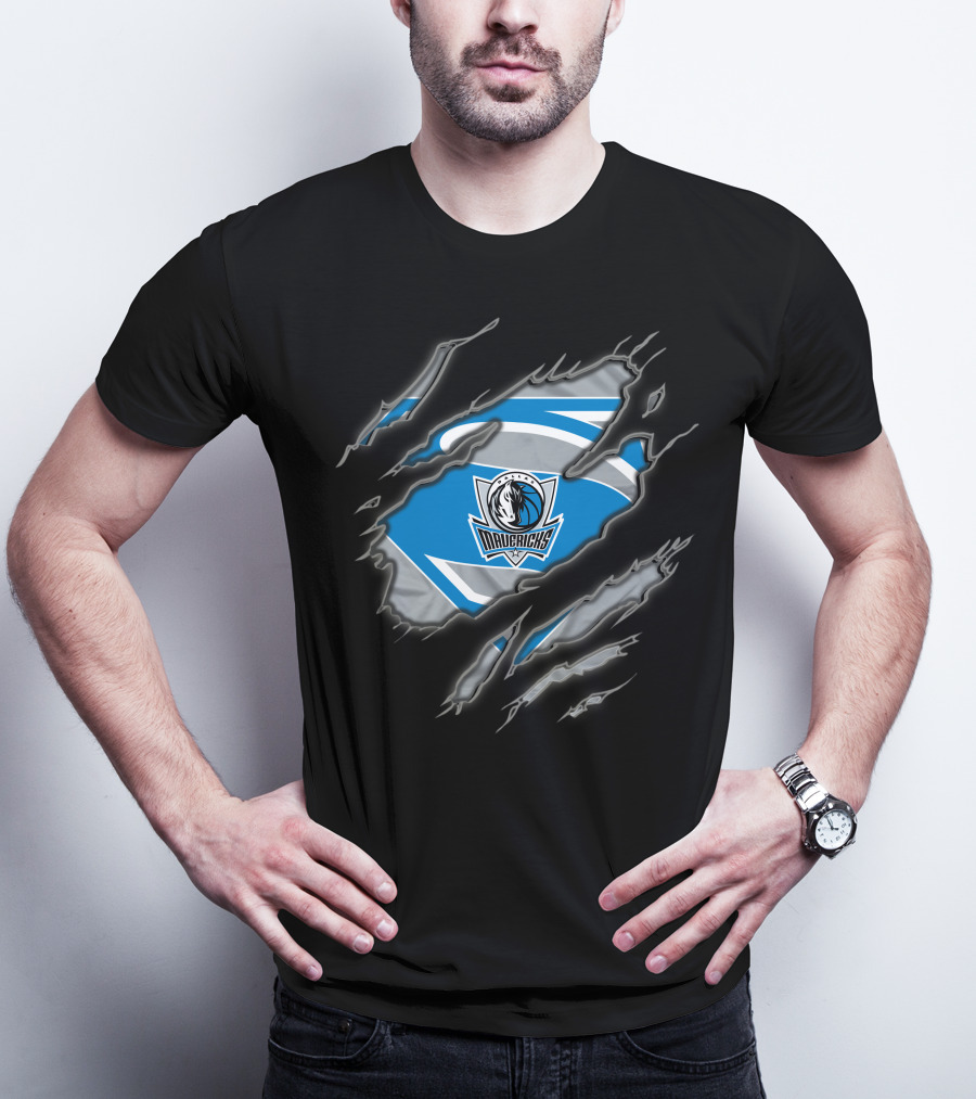 Dallas Mavericks Superman Emblem With Torn Effect T-Shirt