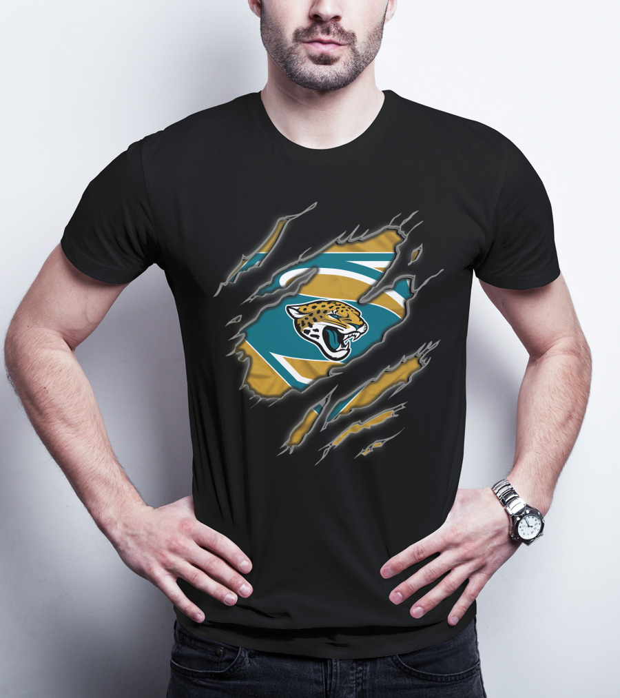 Jacksonville Jaguars Superman Logo Claw Marks T-Shirt