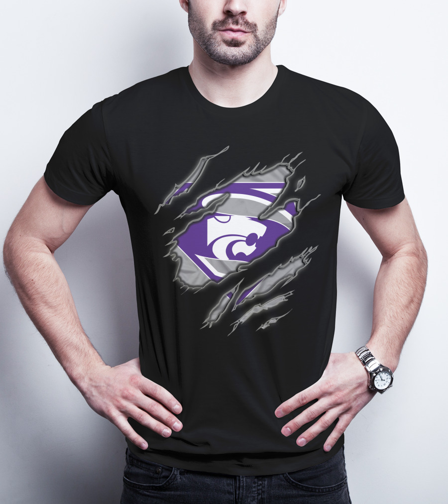 Kansas State Wildcats Superman Logo Claw Marks T-Shirt