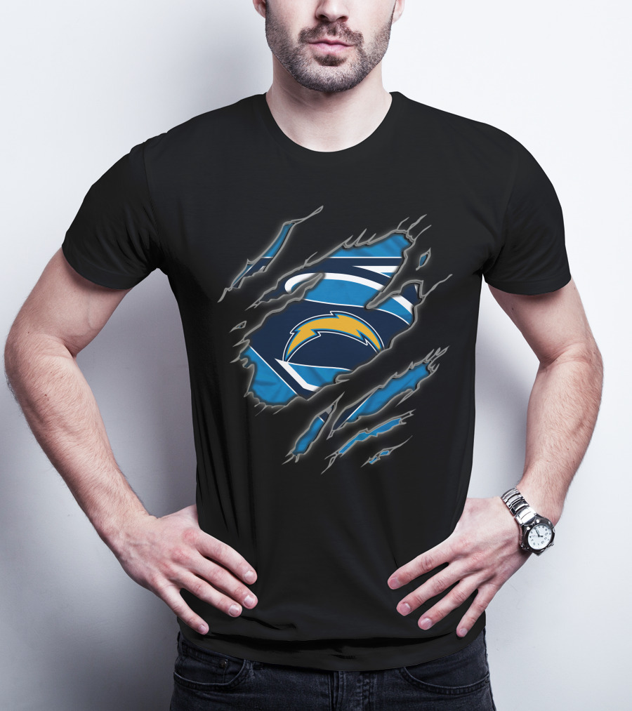 Los Angeles Chargers Superman Logo Lightning Bolt T-Shirt