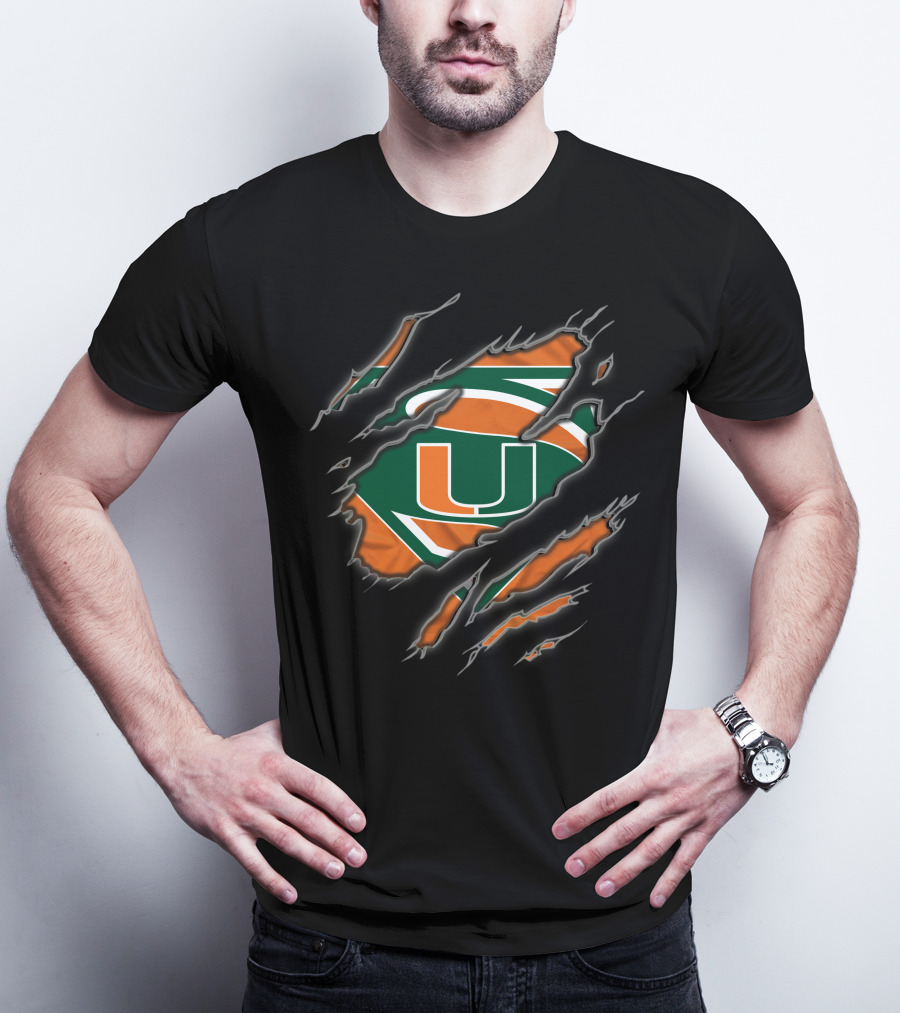 Miami Hurricanes Superman U Logo Claw Marks T-Shirt