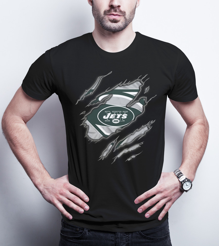 New York Jets Superman Logo Rip T-Shirt