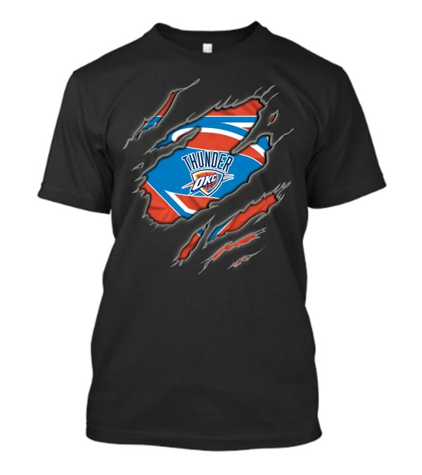 Oklahoma City Thunder Okc Emblem With Superman Style Ripped T-Shirt