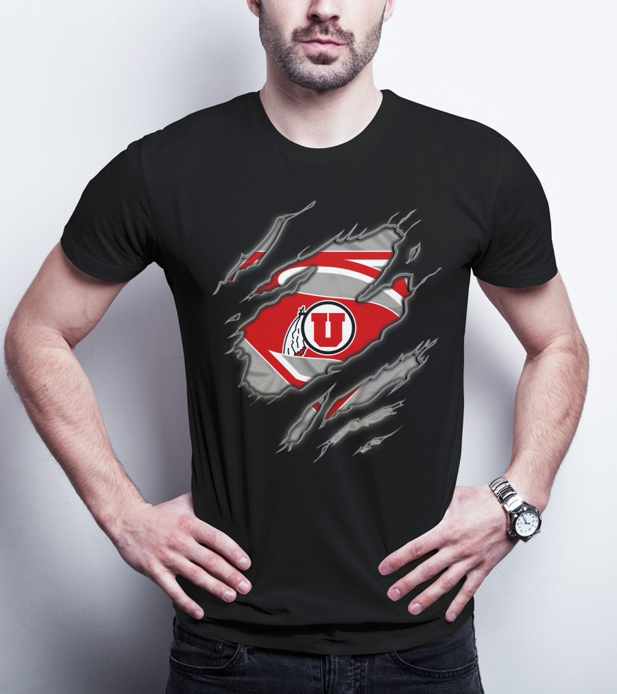 Utah Utes Superman Logo Claw Rip T-Shirt