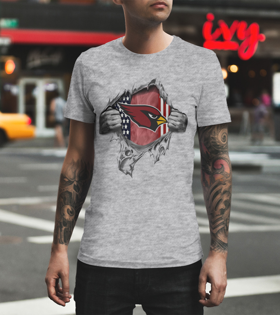 Arizona Cardinals Logo American Flag T-Shirt
