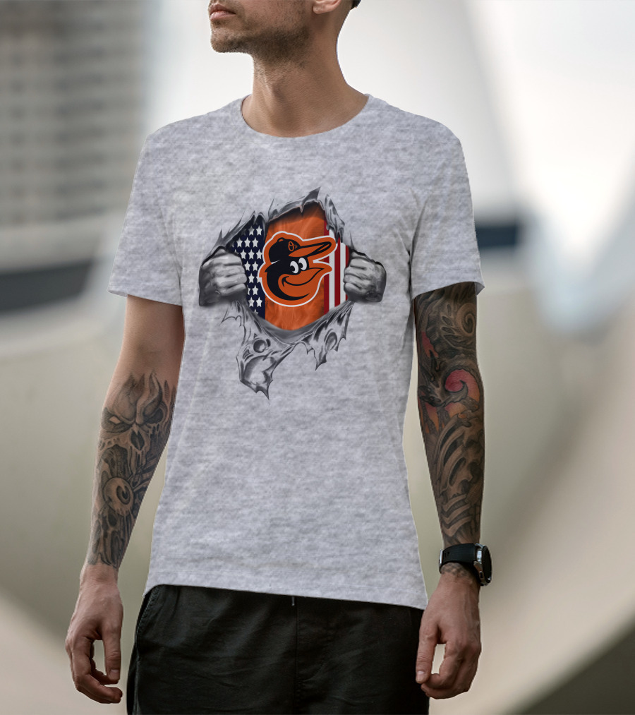 Baltimore Orioles American Flag Burst T-Shirt