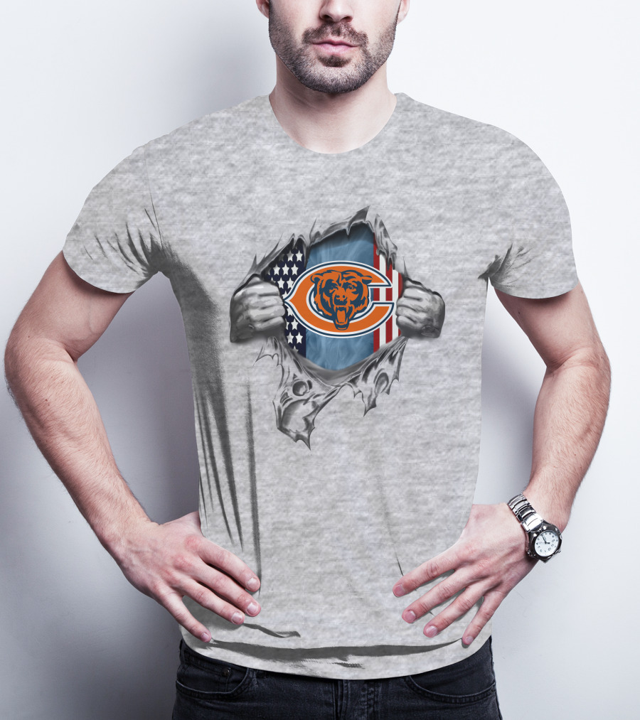 Chicago Bears American Flag Rip T-Shirt