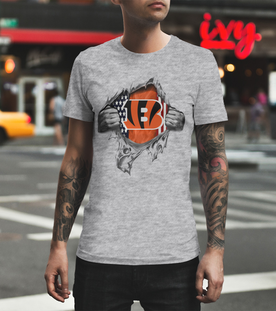 Cincinnati Bengals American Flag Fan Pride Burst T-Shirt