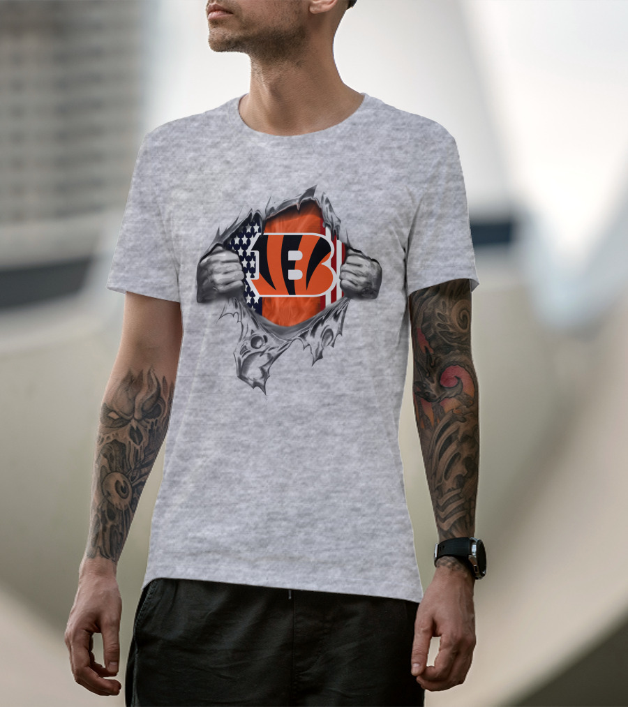 Cincinnati Bengals American Flag Fan Pride Burst T-Shirt