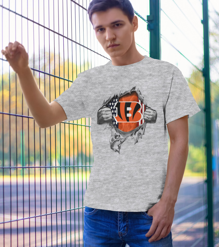 Cincinnati Bengals American Flag Fan Pride Burst T-Shirt
