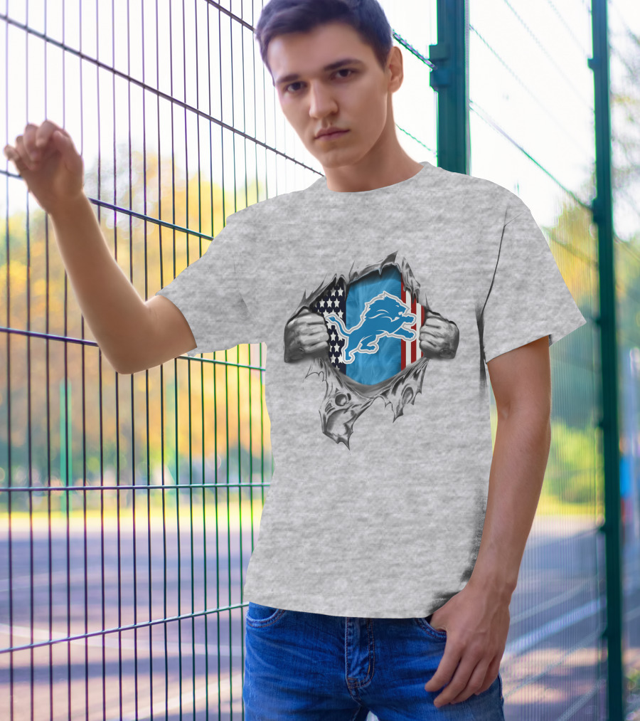 Detroit Lions American Flag Burst T-Shirt