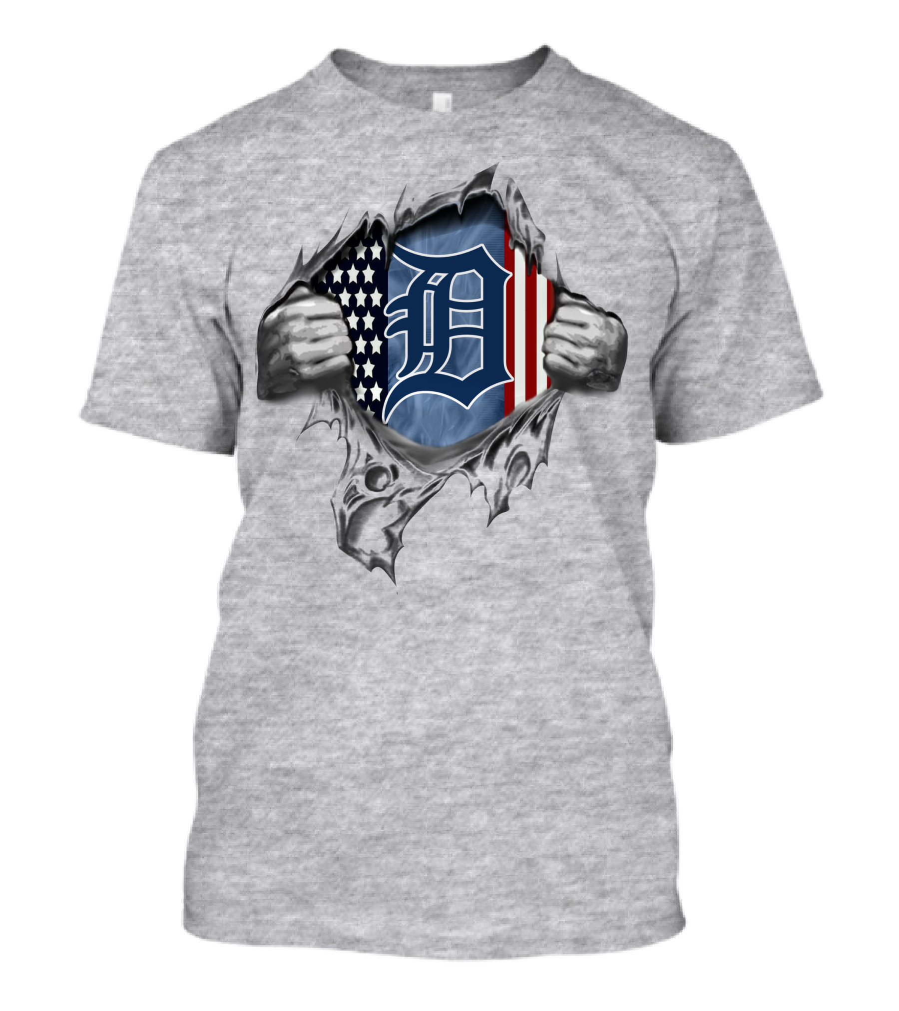 Detroit Tigers American Flag Ripped T-Shirt