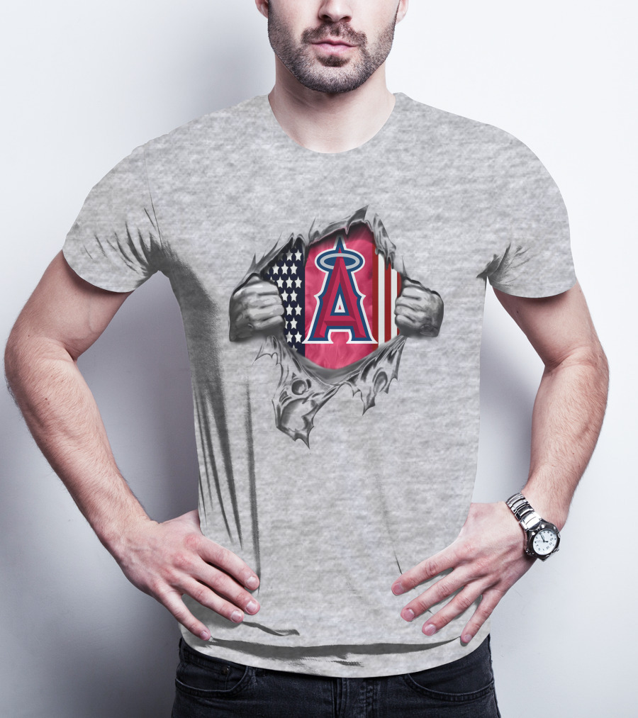 Los Angeles Angels American Flag Peeling Revealed T-Shirt