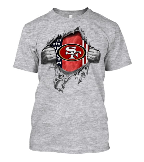 San Francisco 49ers American Flag Ripped Reveal T-Shirt