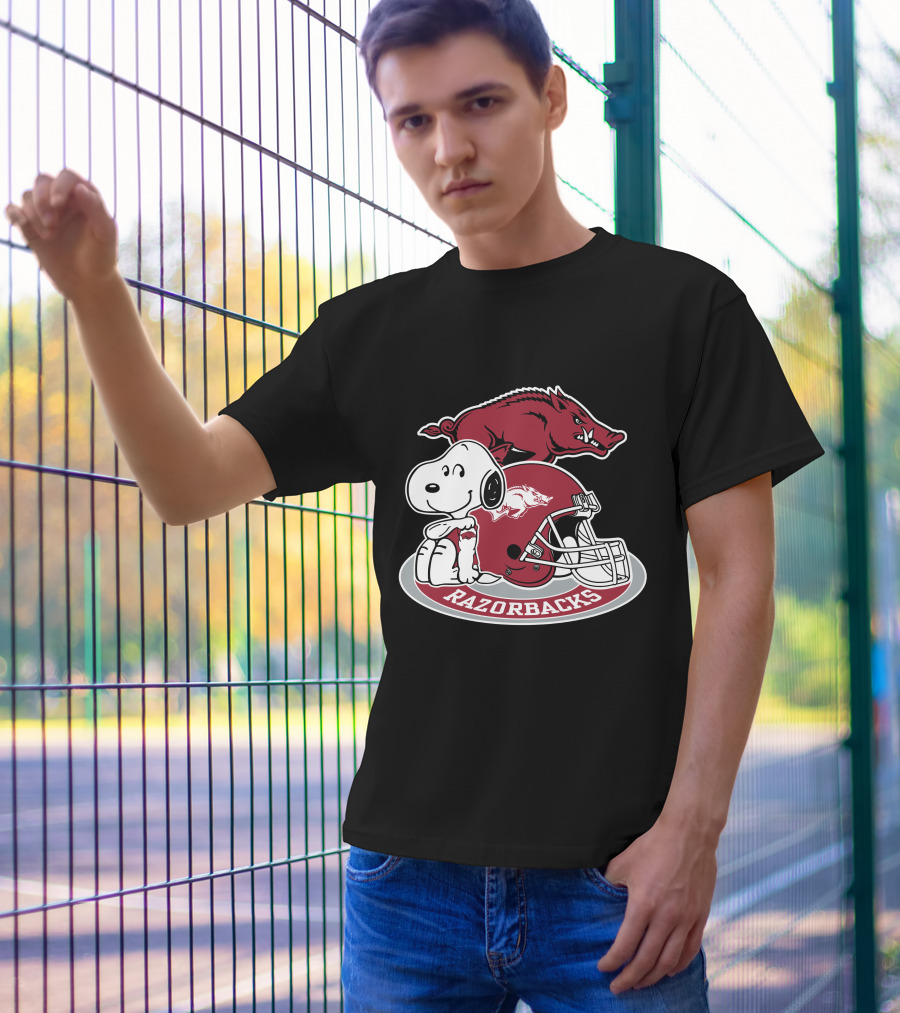 Arkansas Razorbacks Snoopy Football Helmet Razorbacks T-Shirt