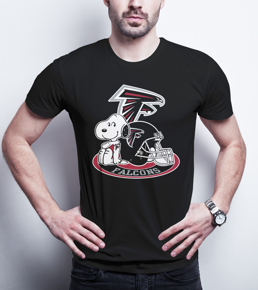 Atlanta Falcons Snoopy With Falcons Logo And Helmet T-Shirt