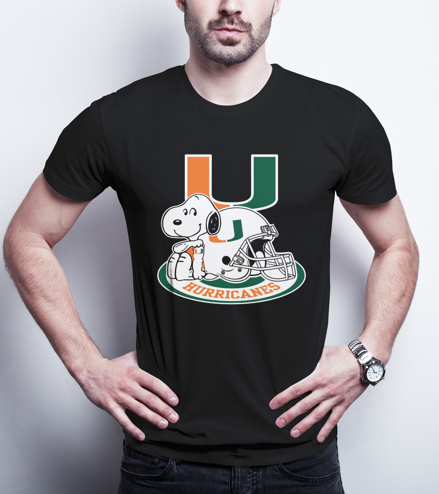Miami Hurricanes Snoopy U Logo Helmet T-Shirt