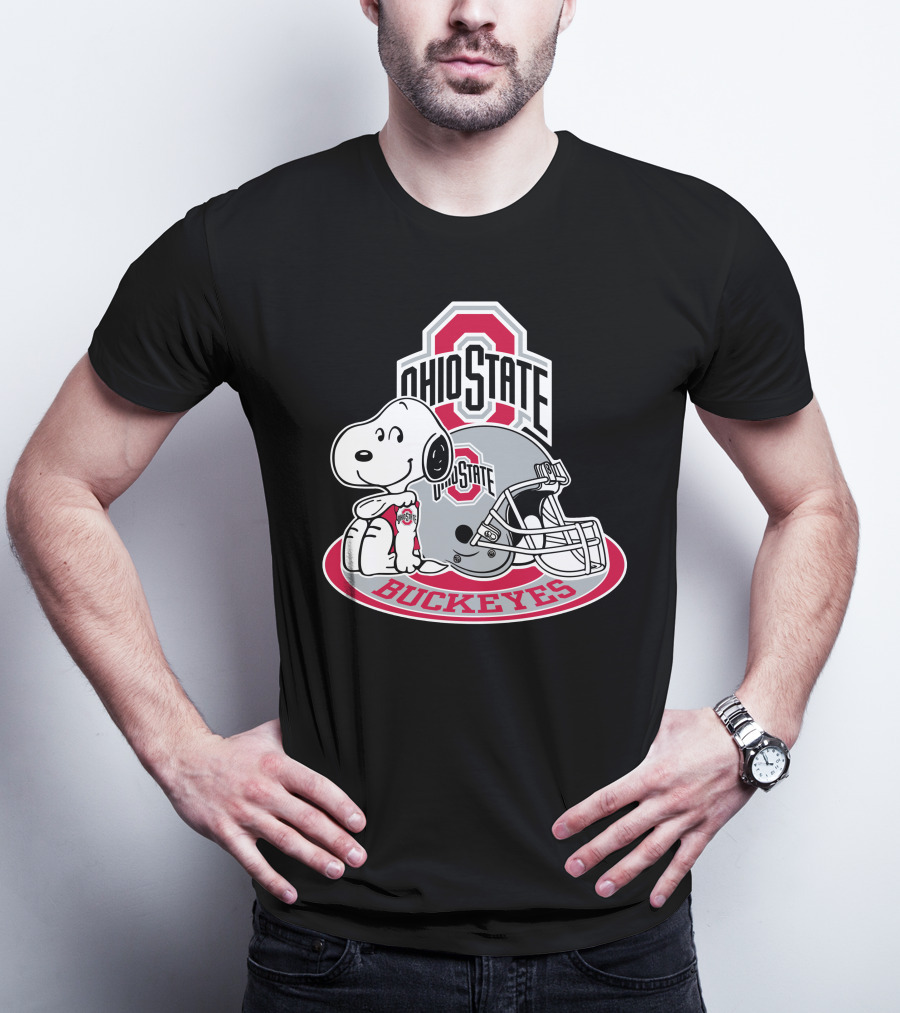 Ohio State Buckeyes Snoopy With Logo And Helmet T-Shirt