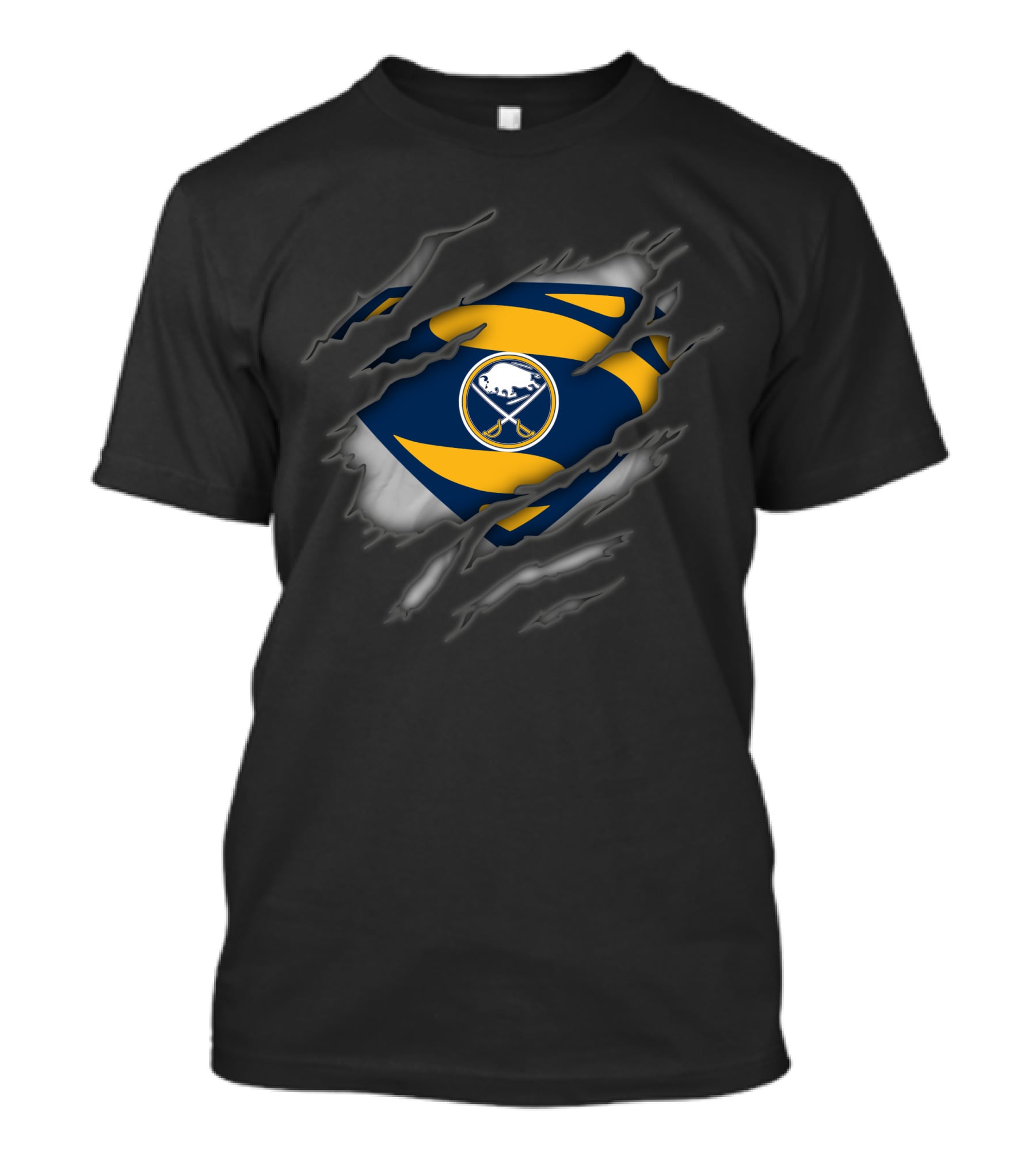 Buffalo Sabres Superman Logo Ripped T-Shirt